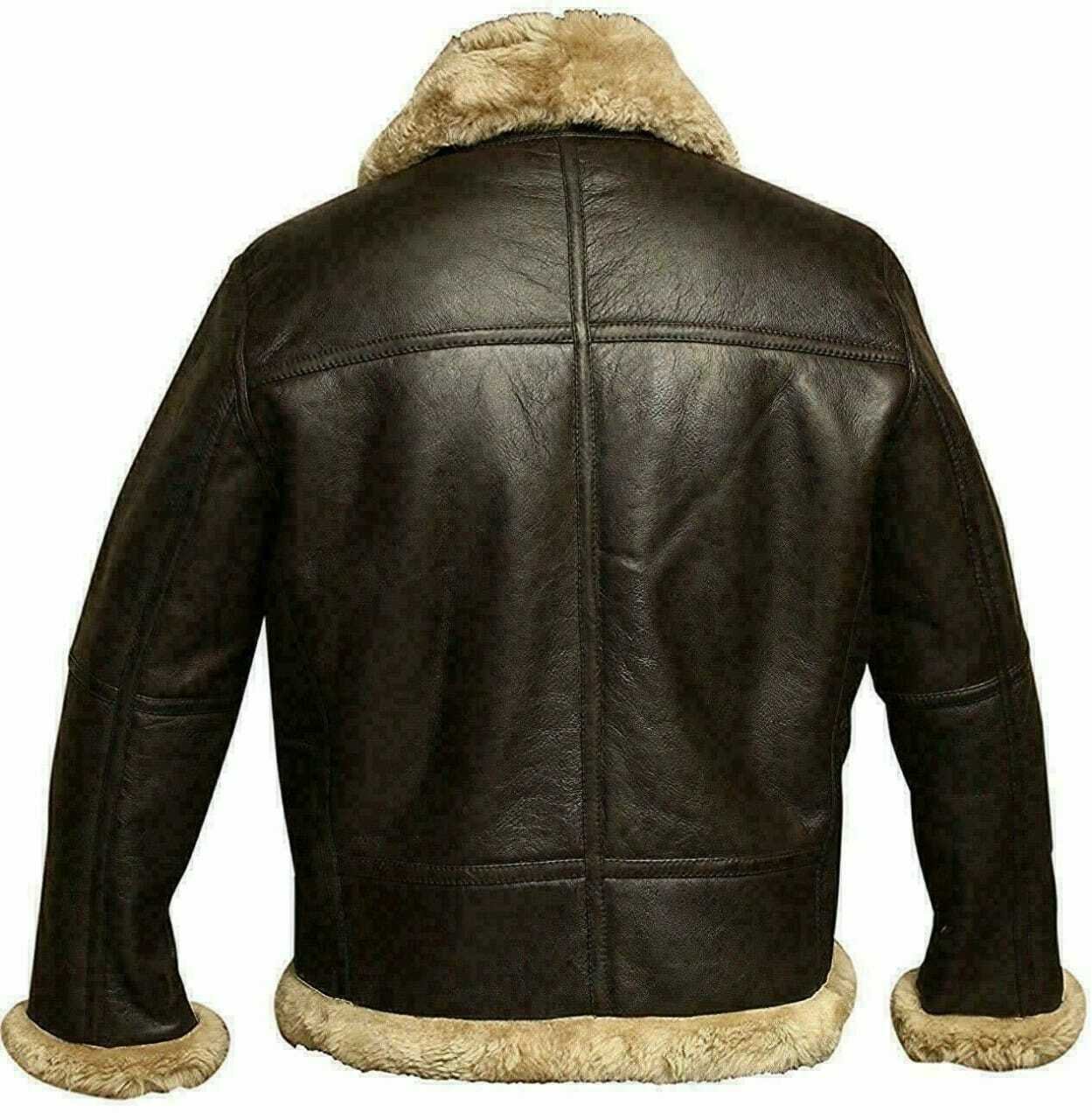 Men’s RAF B3 Aviator Real Leather Sheep Skin Bomber Jacket Coat ...